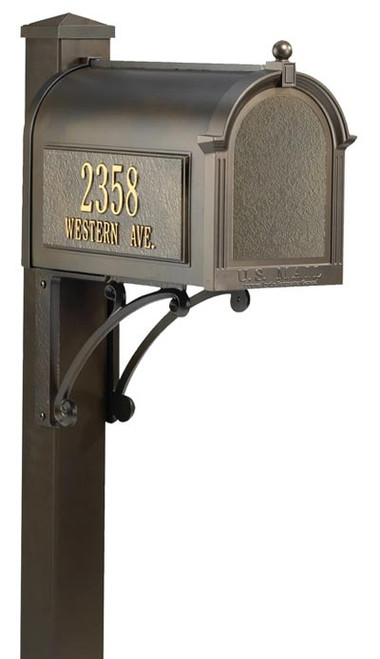 Deluxe Cast Aluminum Mailbox Post w/ Brackets