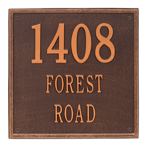 15" Square Estate Address Plaque (3 Lines) - Exterior Accents