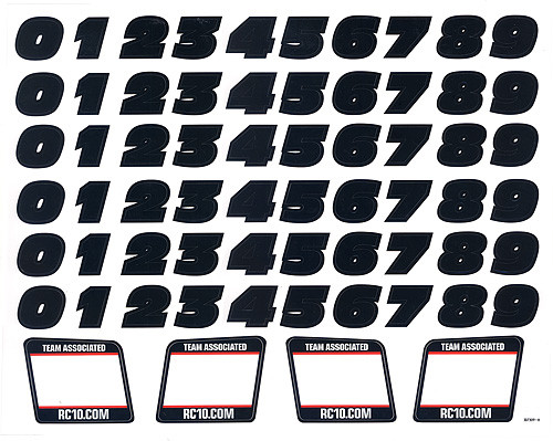SC10 Number Plate Decal Sheet - Associated Electrics