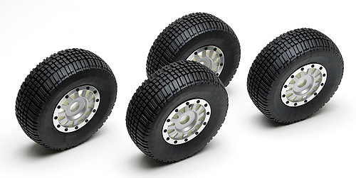 12 SPOKE WHEELS/TIRES, SLVR - Associated Electrics