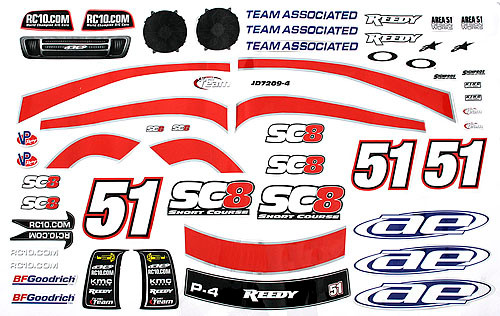 AE SC8 Decal Sheet - Associated Electrics