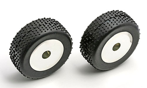 Narrow Dish Wheels/Tires, chrome, mounted - Associated Electrics