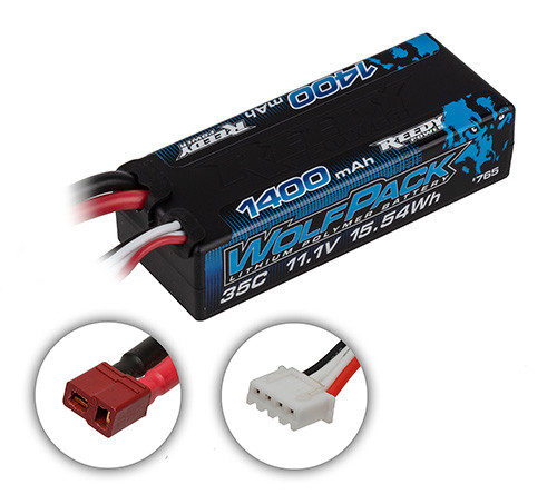 WolfPack LiPo Mini 1400mAh 35C 3S 11.1V with T-plug - Associated Electrics