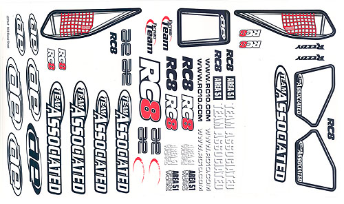 RC8 Decal Sheet - Associated Electrics