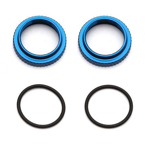 FT On Road Threaded Shock Collars & O-Rings, blue - Associated Electrics