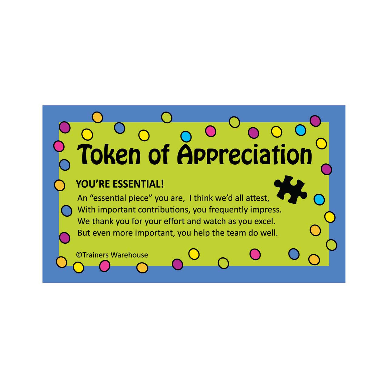 Token of Appreciation - PUZZLE Token & Card (Set of 10)