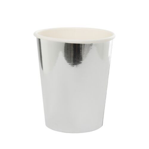 Metallic Silver Paper Cup 260ml 10pk | Discount Party Warehouse