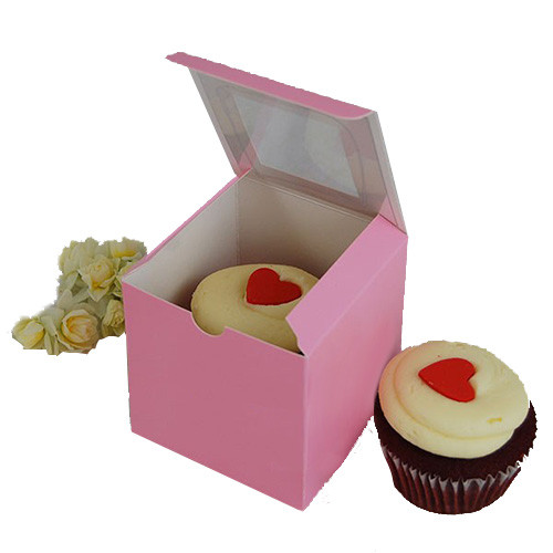 Window Cupcake Box Pink - 1 Cup | Discount Party Warehouse