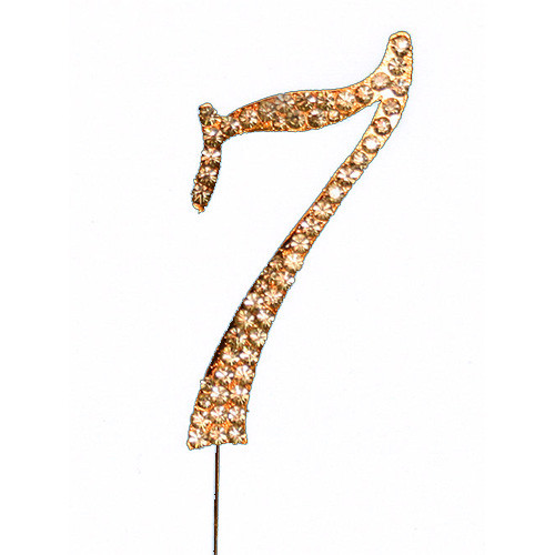 Cake Topper Gold Diamante 7cm - Number 7 | Discount Party Warehouse