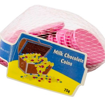 Milk Chocolate Coins - Pink 75g | Discount Party Warehouse