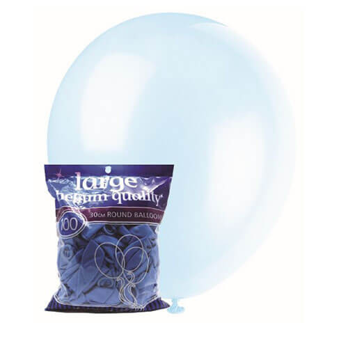 30cm Latex Balloons - Decorator Blue Sky (100 Pack) | Discount Party ...
