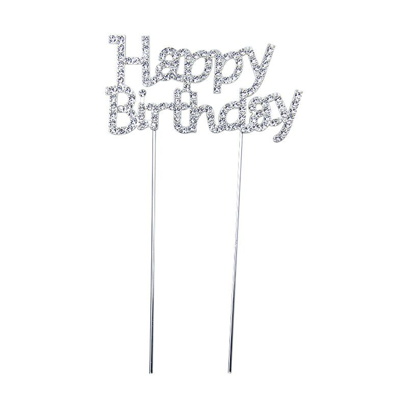 Happy Birthday Cake Topper - Silver | Discount Party Warehouse