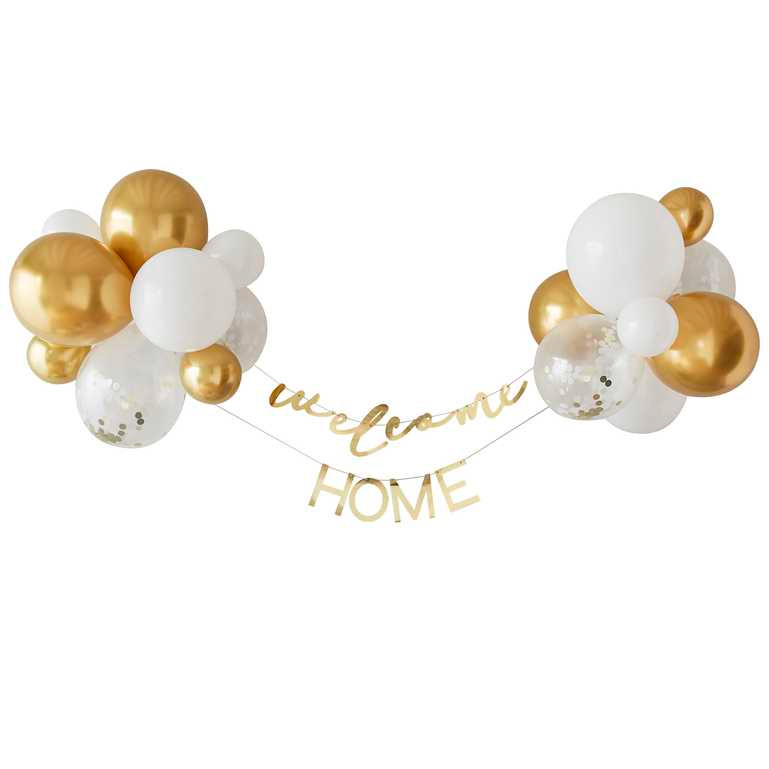 Hello Baby Balloon Backdrop Welcome Home Baby Kit Gold - Discount Party ...