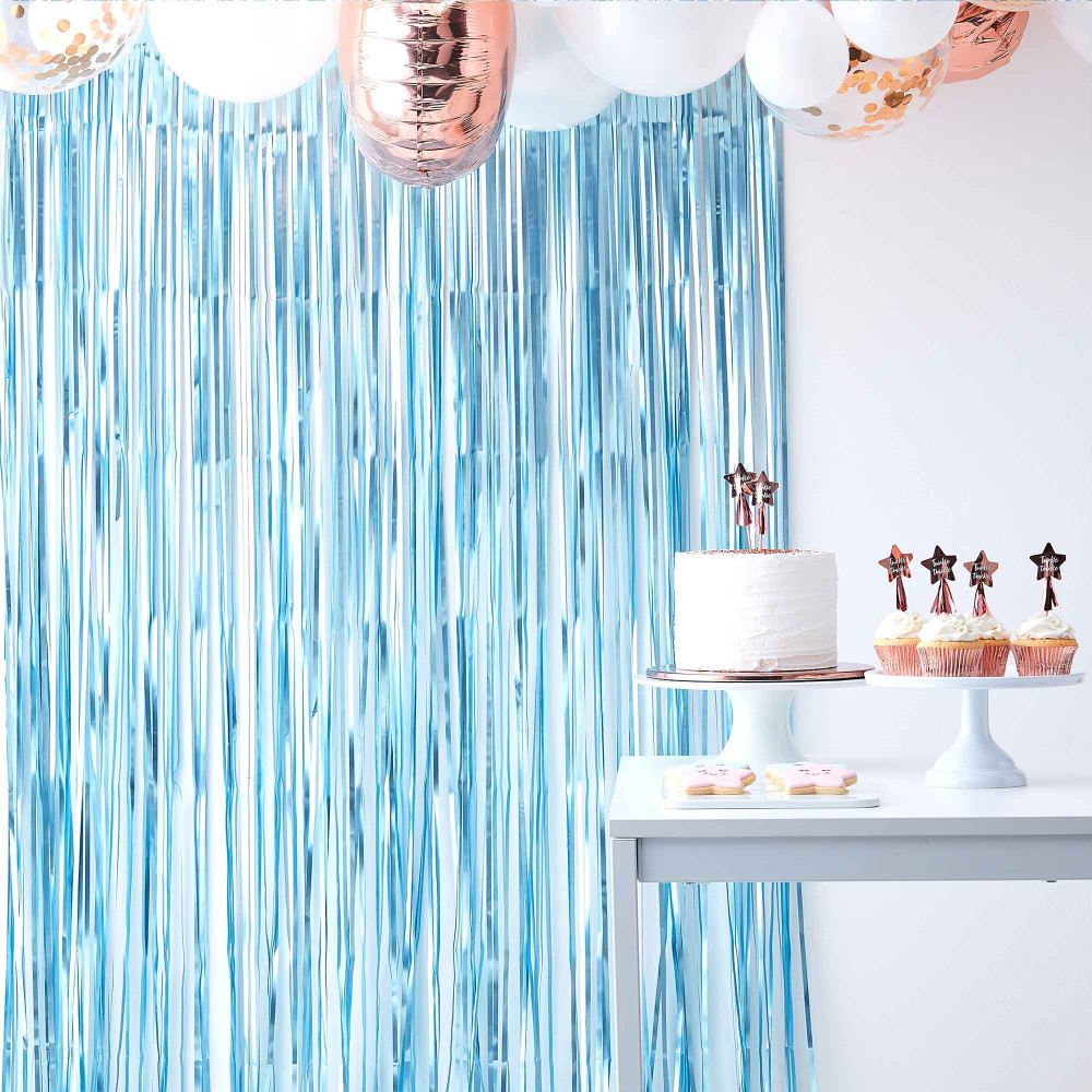 Matte Blue Fringe Curtain Backdrop 2.2m (H) - Discount Party Warehouse