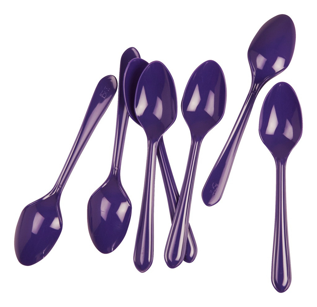 Purple Reusable Plastic Cutlery Spoons 20 Pack - Discount Party Warehouse