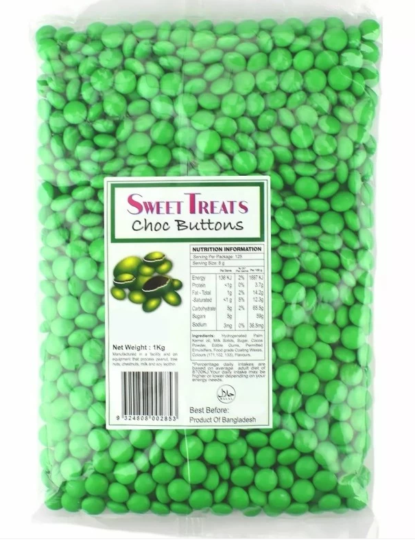 Green Choc Buttons - 1kg - Discount Party Warehouse