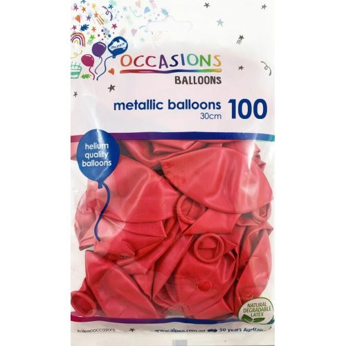 Metallic Red 30cm Balloons Bag 100