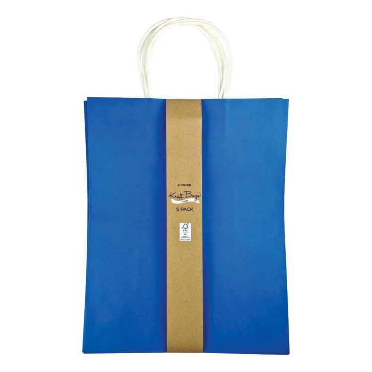 Fsc Mix Bag Large Kraft 5Pk Blue 32.2cm