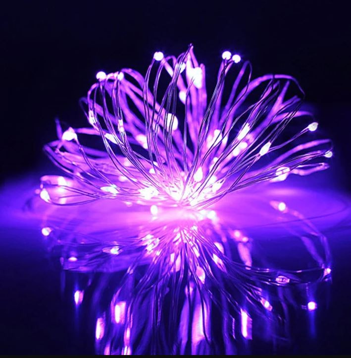 10ft Battery-Operated Fairy Lights with 30 Purple LEDs (Requires 3 AA ...