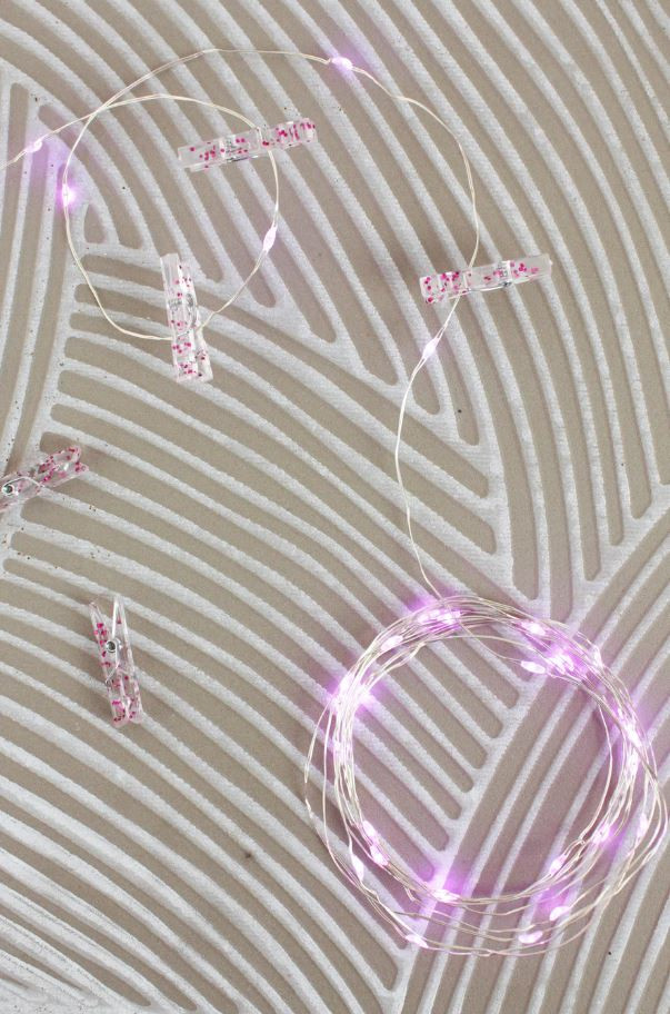 36 LED Pink Glitter Photo Clip Strings Lights 16.5' (Requires 3 AAA ...