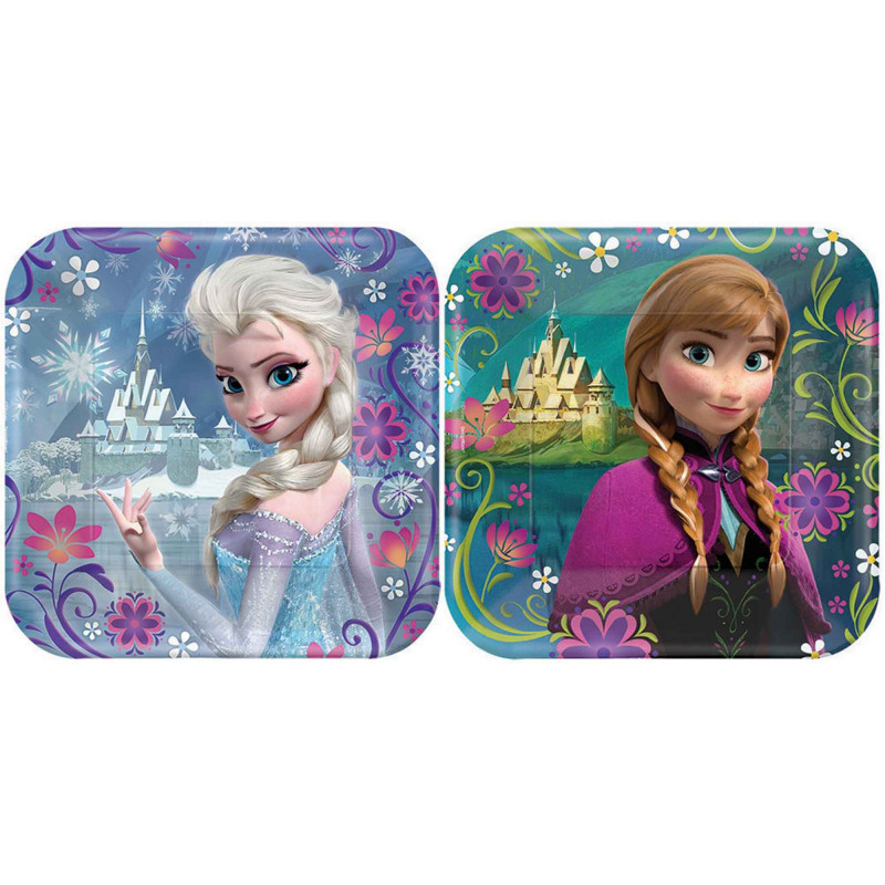 Frozen 17cm Square Paper Plates Assorted Designs 8pk