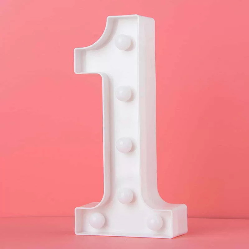 LED Light Up Numer 1 White 21.5cm