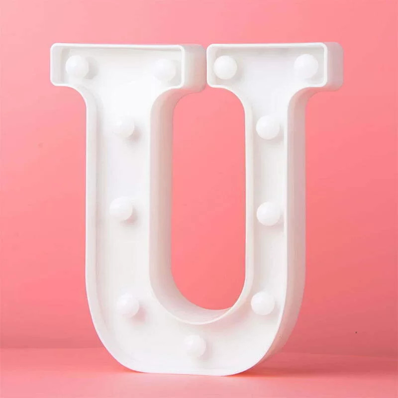 LED Light Up Letter U White 22cm