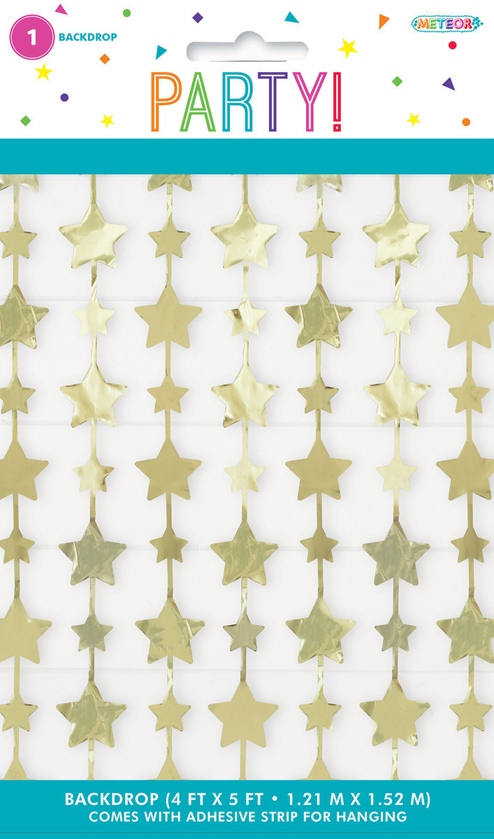 Gold Stars Foil Backdrop Kit - 1.21m x 1.52m