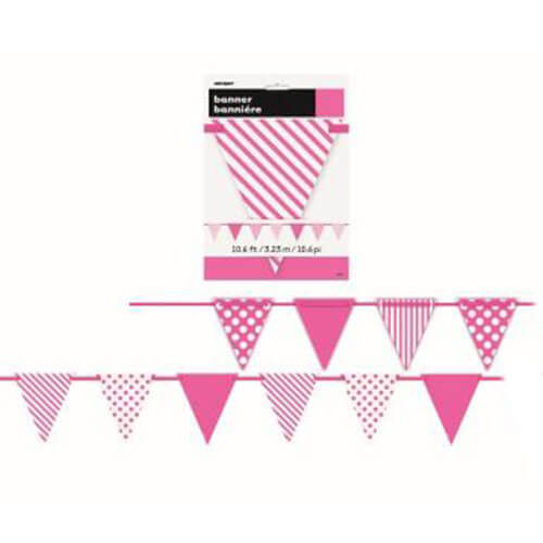 Decorative Bunting Dots and Stripes - Hot Pink 3.23m | Discount Party ...