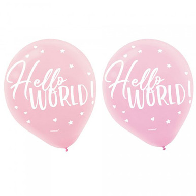 Hello World Girl Latex Balloons 15pk|Discount Party Warehouse