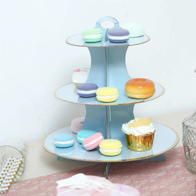 Blue Cupcake Stand W/Gold|Discount Party Warehouse