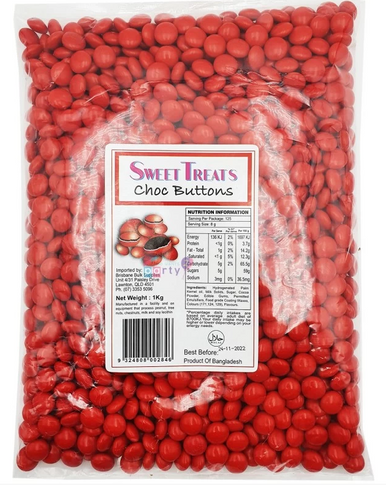 RED CHOC BUTTONS -1KG - Discount Party Warehouse