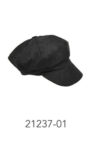 8 Panel Poor Boy Cap (Suede) (Black)
