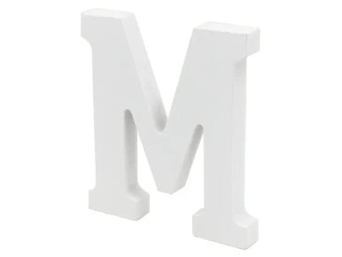 10cm Alphabet Letter White - M