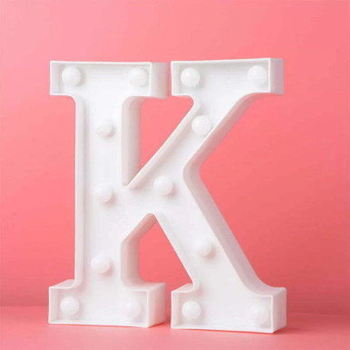 LED Light Up Letter K White 22cm