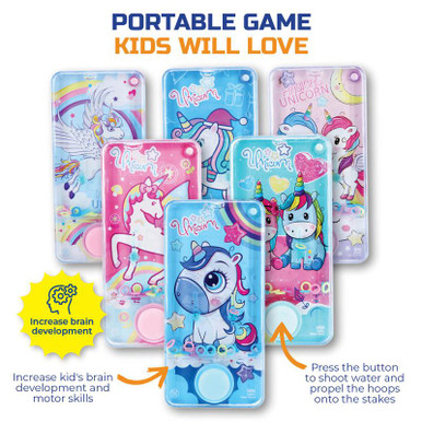 Hand Held Water Skill Game Unicorn 13.5cm x 6.5cm 6 Assorted Designs