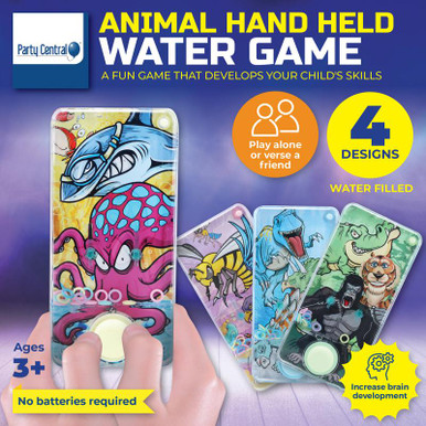 Hand Held Water Skill Game Animal 13.5cm x 6.5cm 4 Assorted Designs