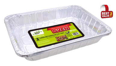 3pk Rectangle Foil Roaster 460mm x 340mm x 70mm