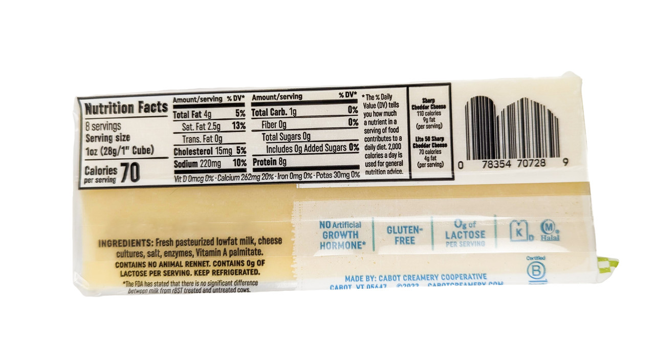 Cabot Creamery - Lite 50 Sharp Premium White Cheddar