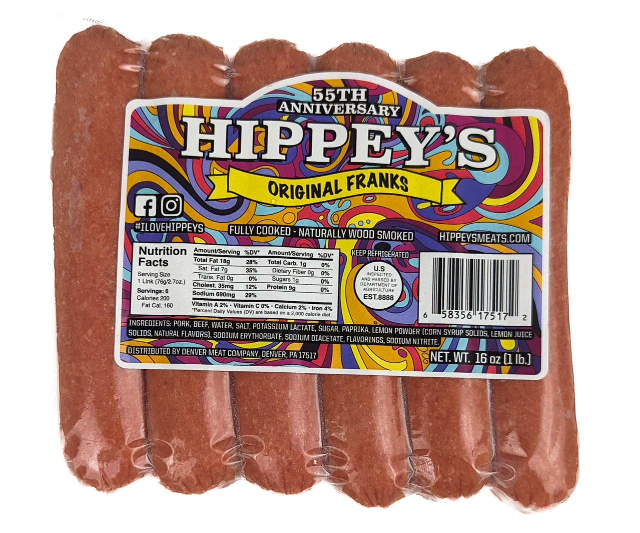 Original Franks Hippey's (Frankfurters or Hot Dogs) 16 oz