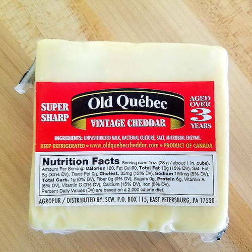 Super Sharp Vintage Cheddar Cheese- Aged over 3 Years By Old Quebec
