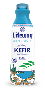 Greek Style Plain Whole Milk Kefir, Lifeway, 32 oz, Pack of 6