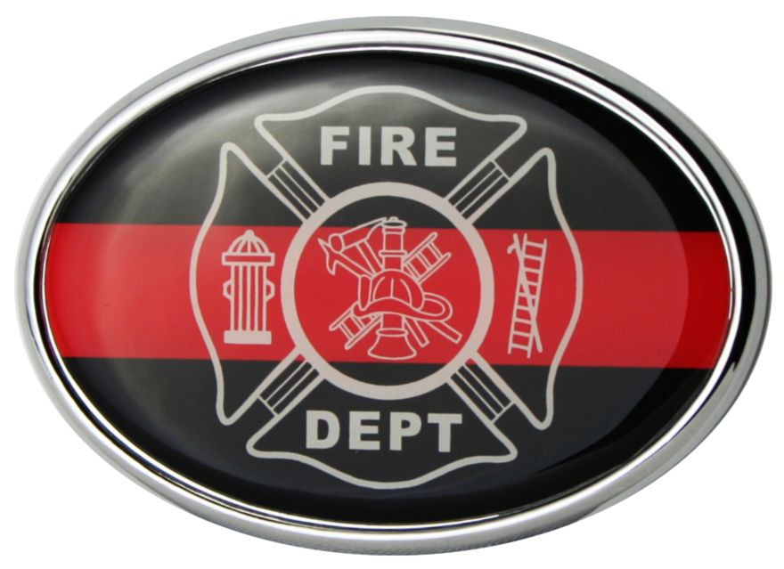 Fire Fighter Oval Shaped Auto Emblem