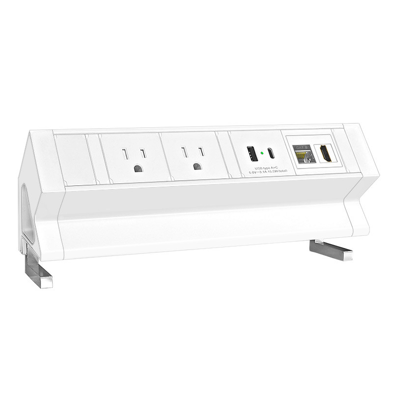 AV Table edge box with Power , HDMI, RJ45 and USB A + C powered jacks