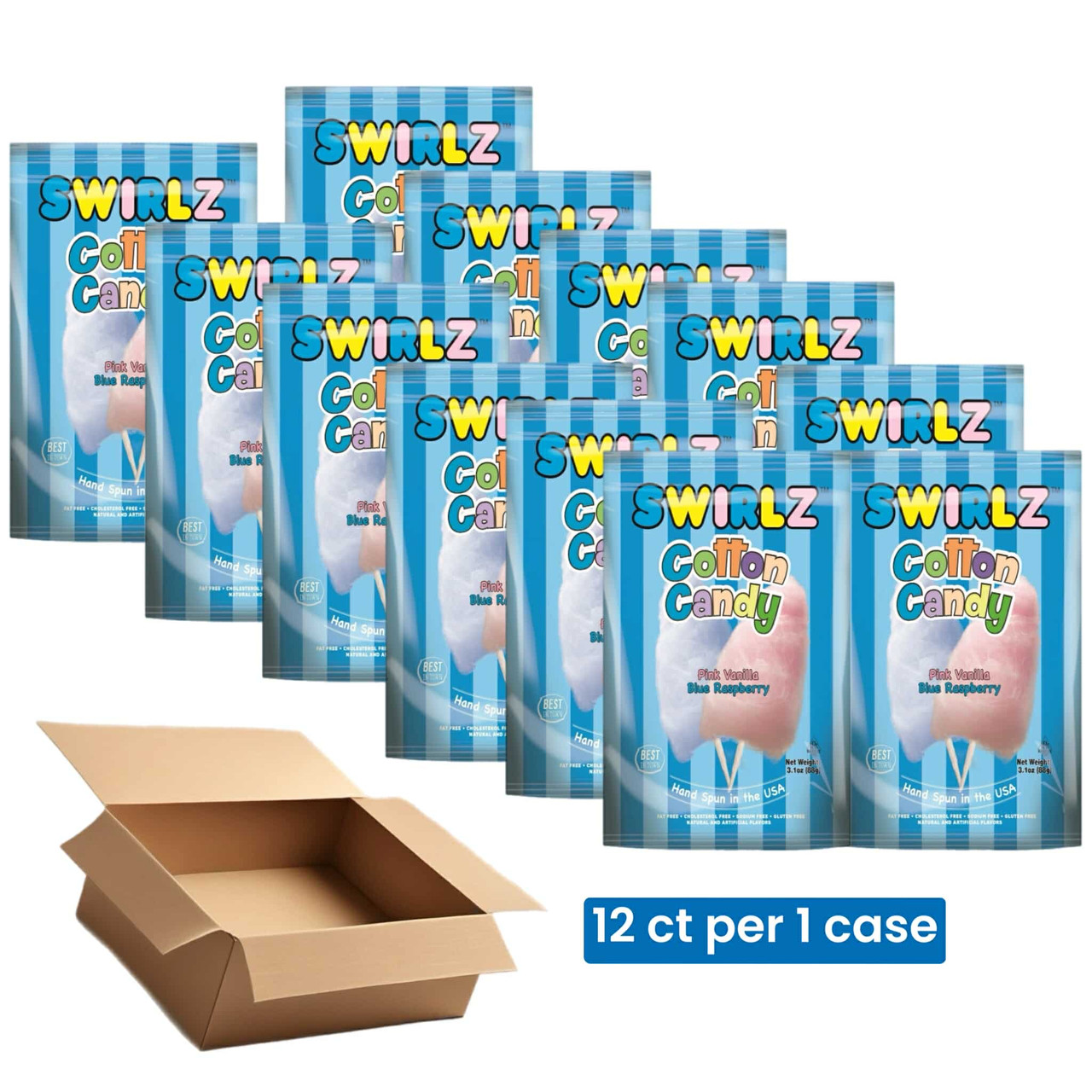 Pink Vanilla and Blue Raspberry Swirlz Cotton Candy by Taste of Nature