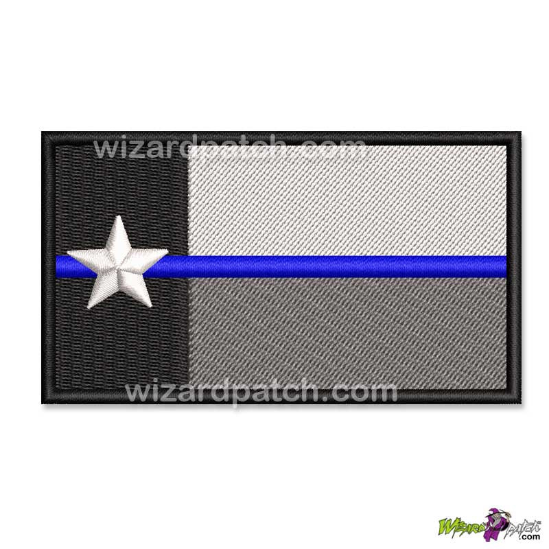 TEXAS FLAG TBL Thin Blue Line Embroidered Patch - Wizard Patch