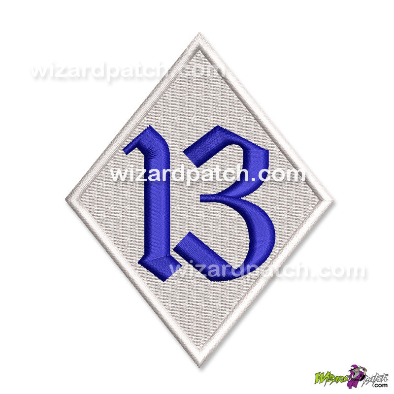 13 Embroidered Biker Diamond Patch in Olde English Font