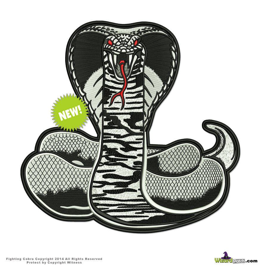 FIGHTING COBRA SNAKE READY TO STRIKE | Vibrant Embroidered Iron-On Badge