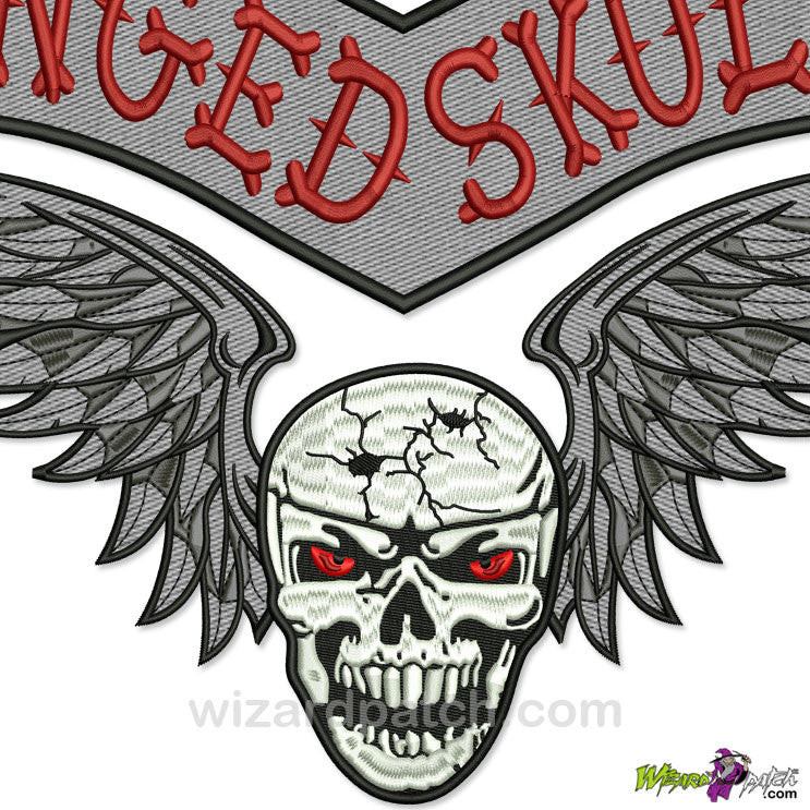 WINGED SKULLS 2 PIECE SET | Vibrant Embroidered Iron-On Badge