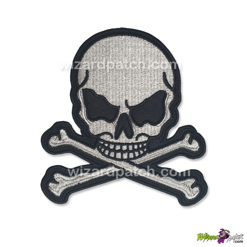 SKULL & CROSSBONES BIKER BONES 4" PATCH - Wizard Patch